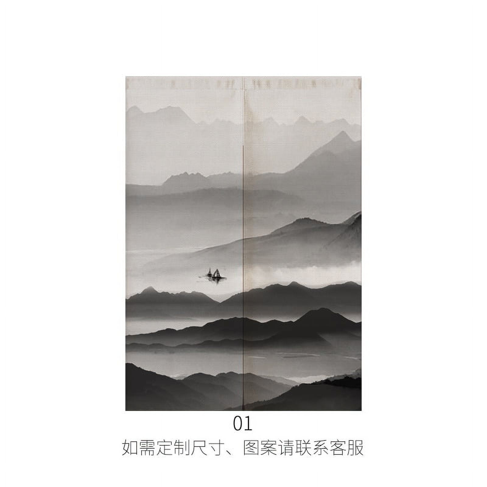 Chinese Zen Mountain Ink Linen Door Curtain Noren Restaurant Kitchen ...
