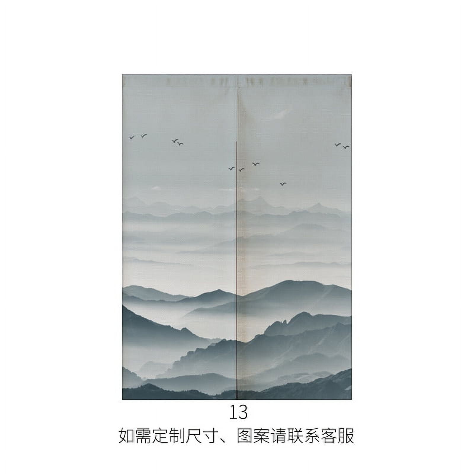 Chinese Zen Mountain Ink Linen Door Curtain Noren Restaurant Kitchen ...
