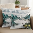 Chinese Zen Scenery Pillow Covers Set of 2, Ink Painting Mountain ...