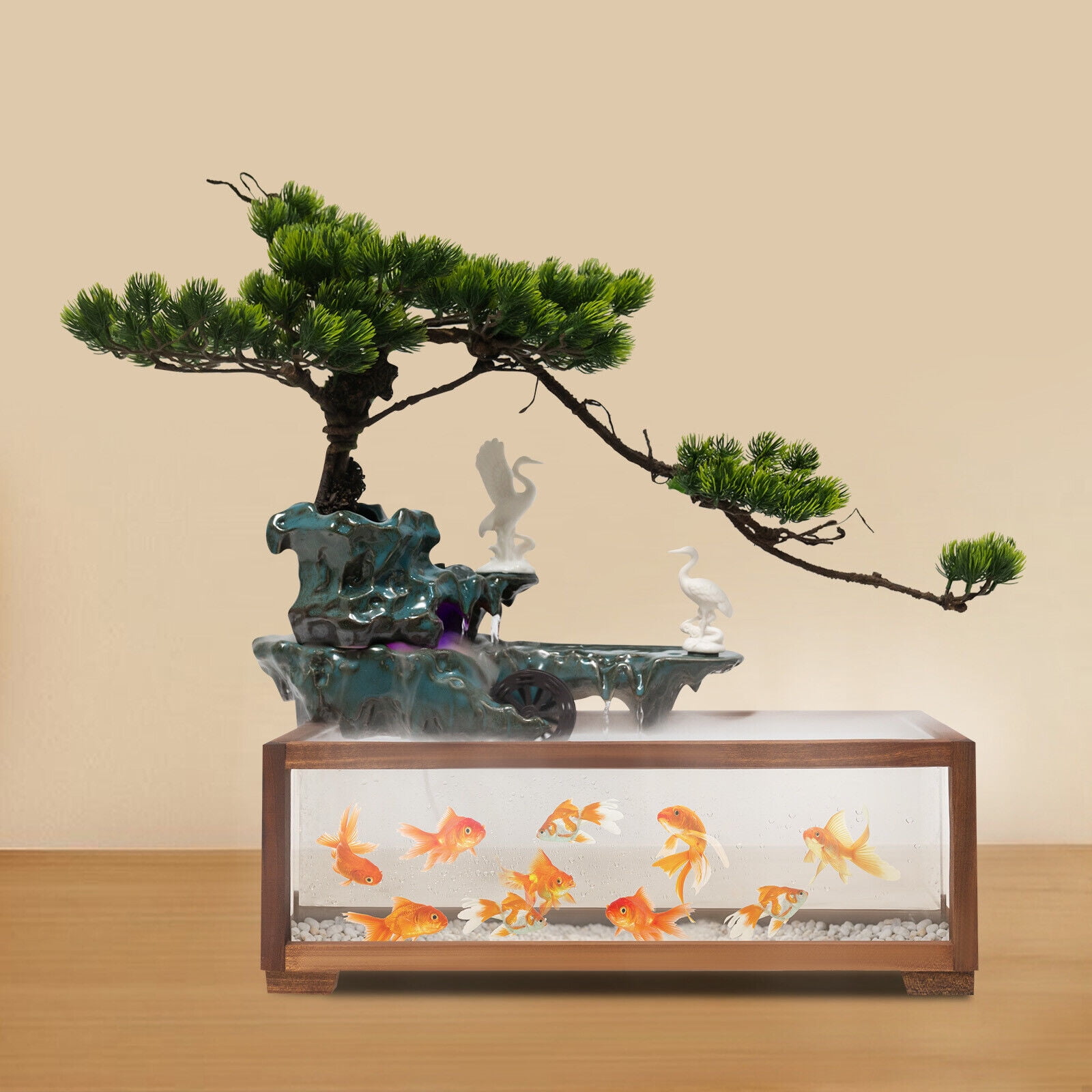 Chinese Zen Style Fish Tank Water Dispenser Humidifier Indoor Waterfall ...