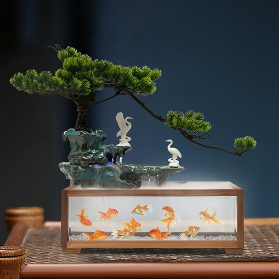 Chinese Zen Style Fish Tank Water Dispenser Humidifier Indoor Waterfall ...