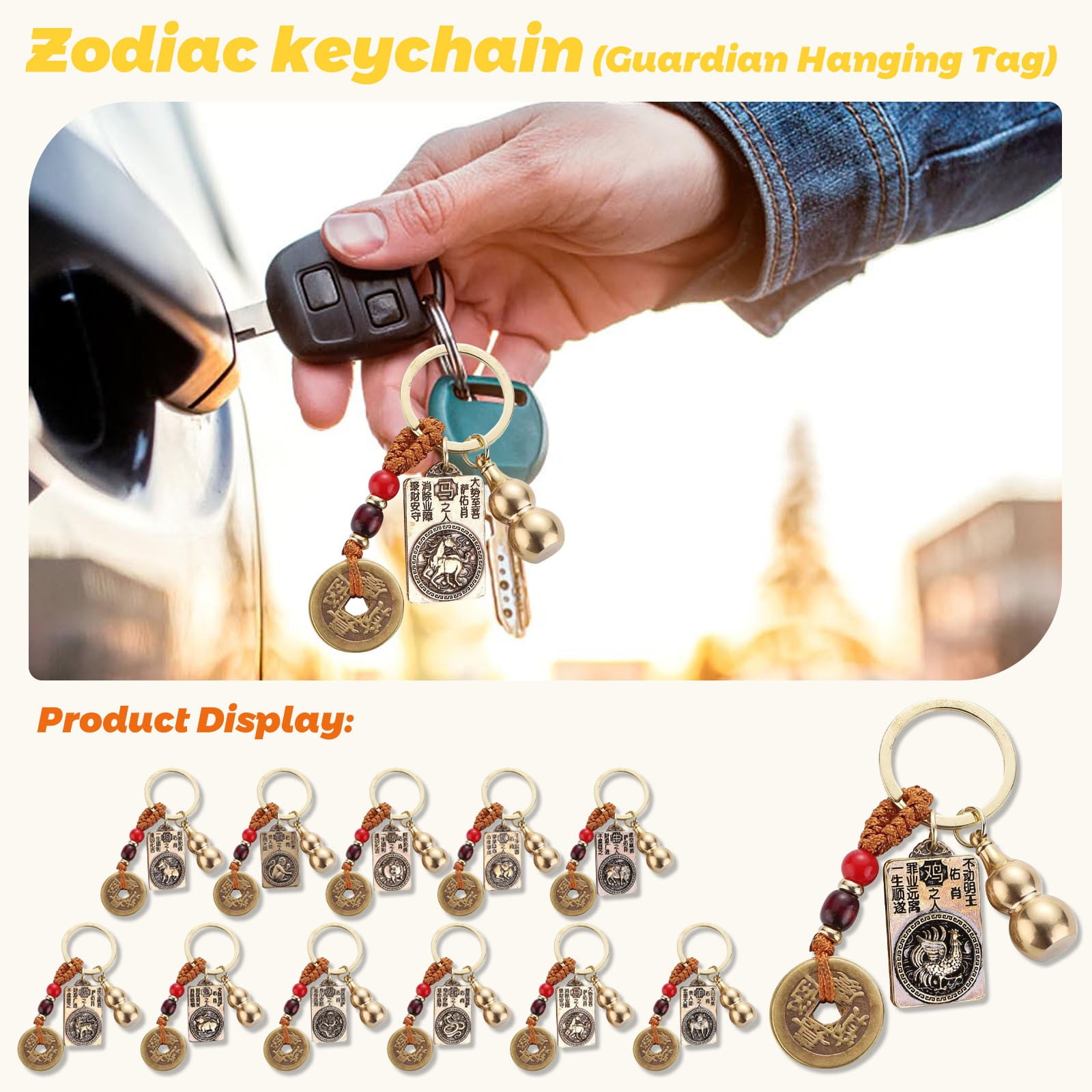 Chinese Zodiac Guardian Keychain with Auspicious Symbols - A Perfect ...