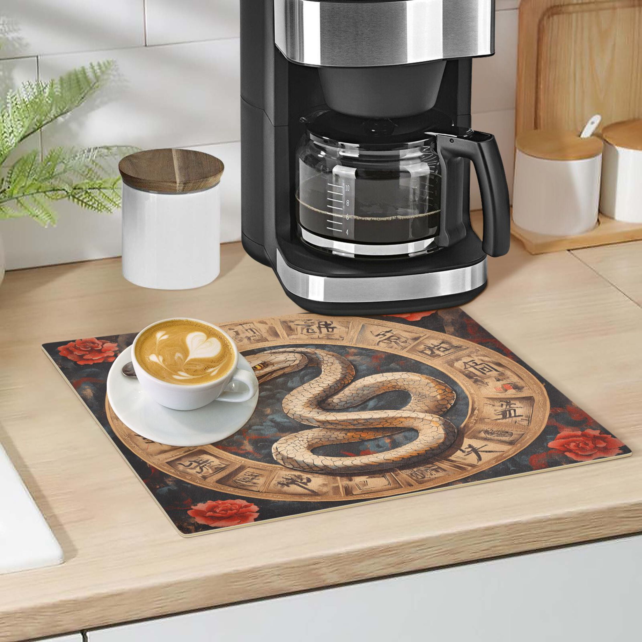 Chinese Zodiac Of Snake Dish Drying Mat 12"x18" Kitchen Counter Dish ...