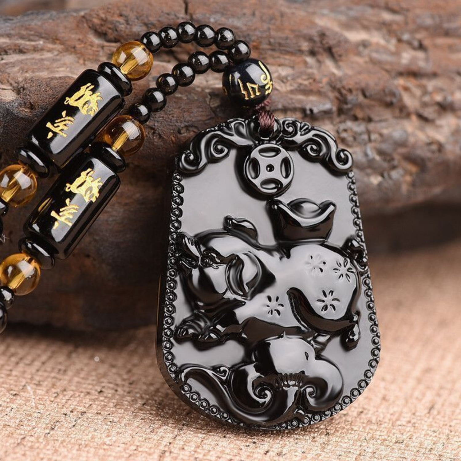 Chinese Zodiac Pig Pendant Necklace Transshipment Amulet Traditional ...
