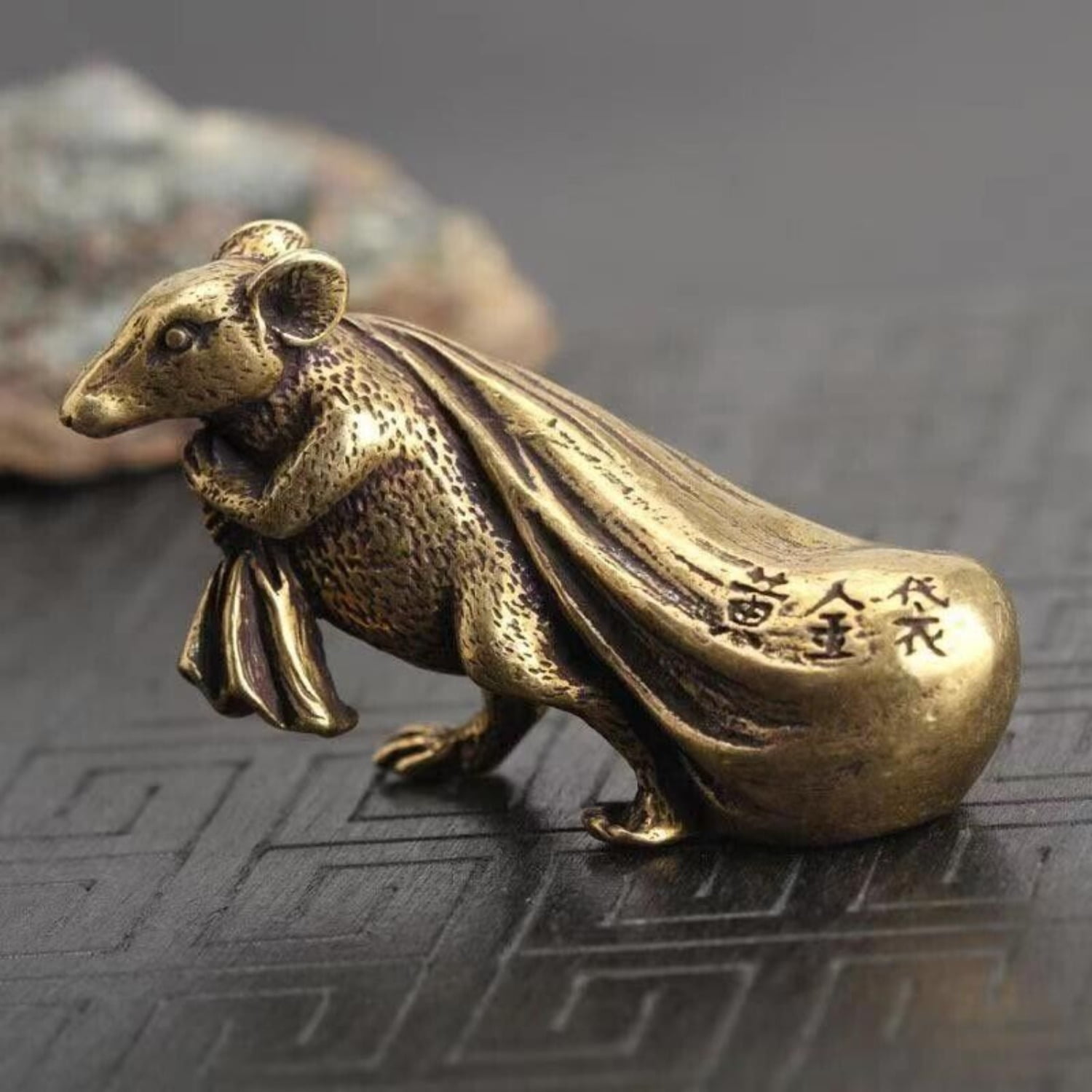 Chinese Zodiac Rat Brass Sculpture Amulet Animal Figurine Home Decor ...