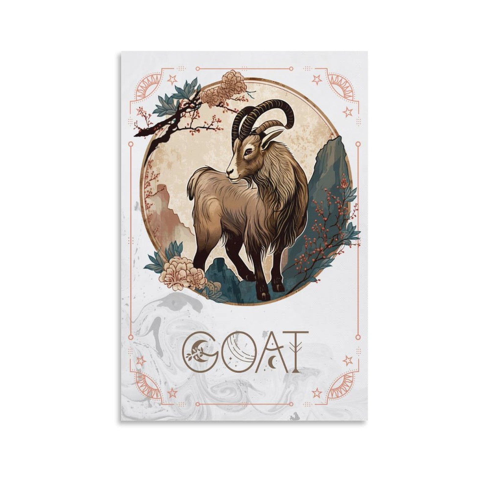 Chinese Zodiac Sign Goat Poster Wall Art Poster Gifts Bedroom Prints ...