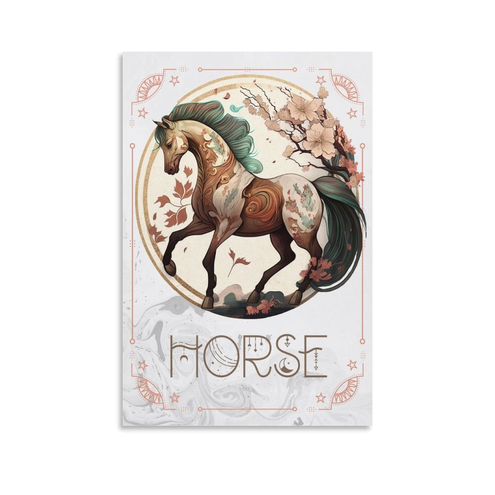 Chinese Zodiac Sign Horse Poster Print Photo Art Painting Canvas Poster ...