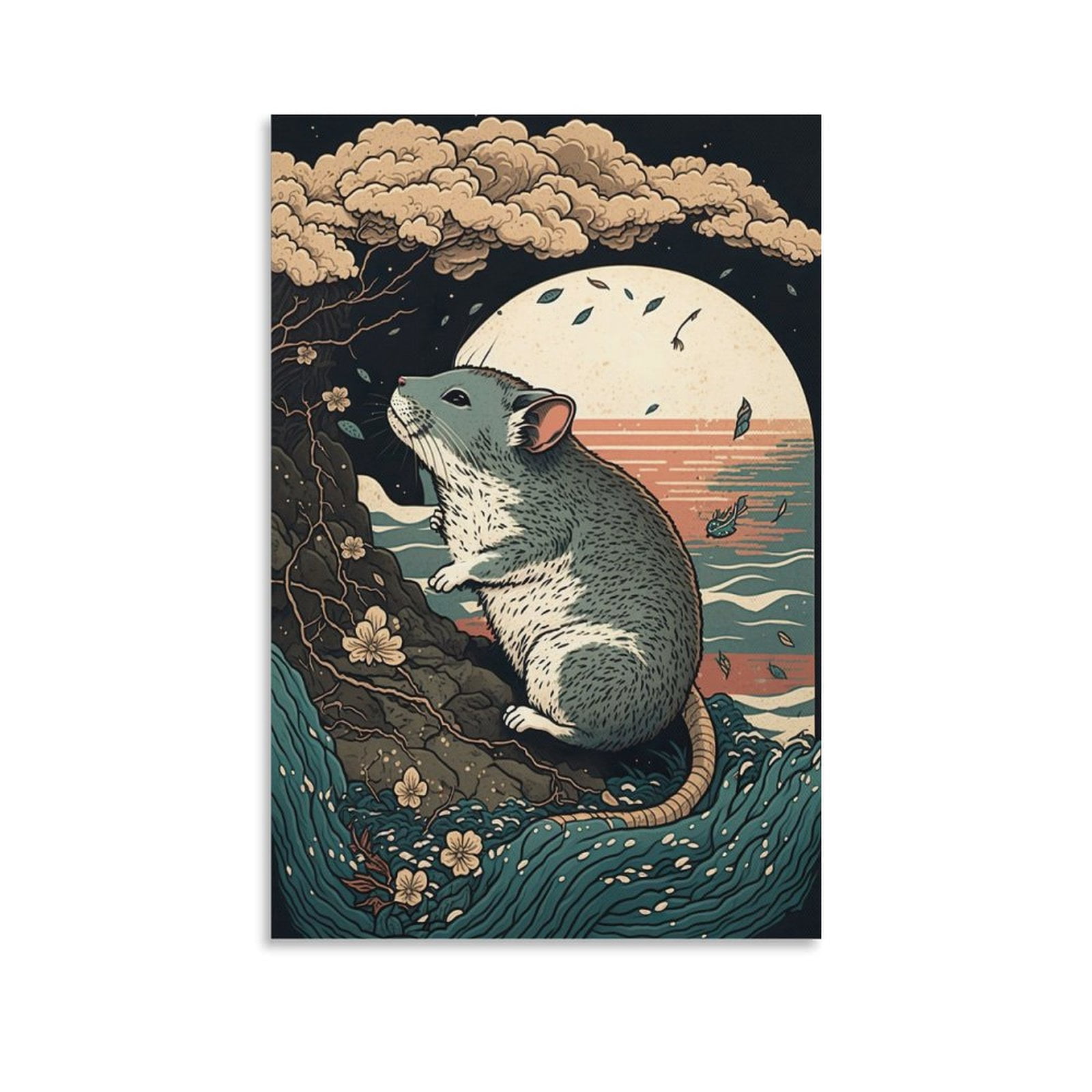 Chinese Zodiac Sign Poster Rat Artworks Canvas Poster Room Aesthetic ...