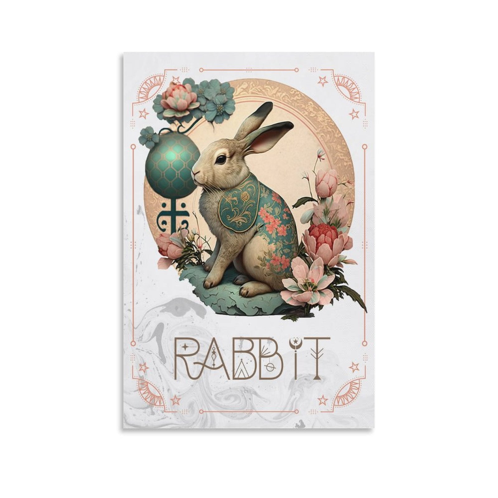 Chinese Zodiac Sign Rabbit Poster Posters Art Print Wall Photo Paint ...