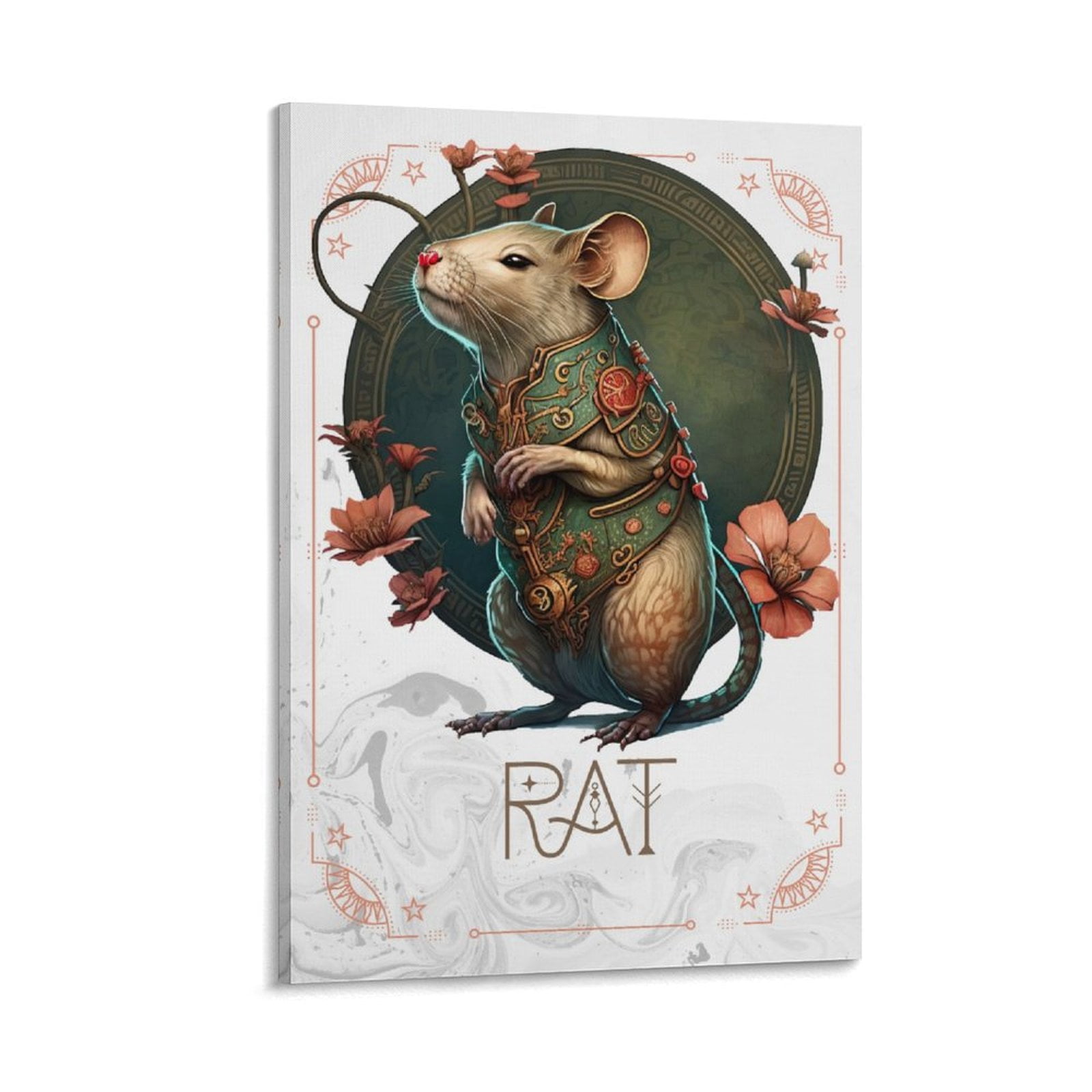 Chinese Zodiac Sign Rat Poster Painting On Canvas Wall Art Poster ...