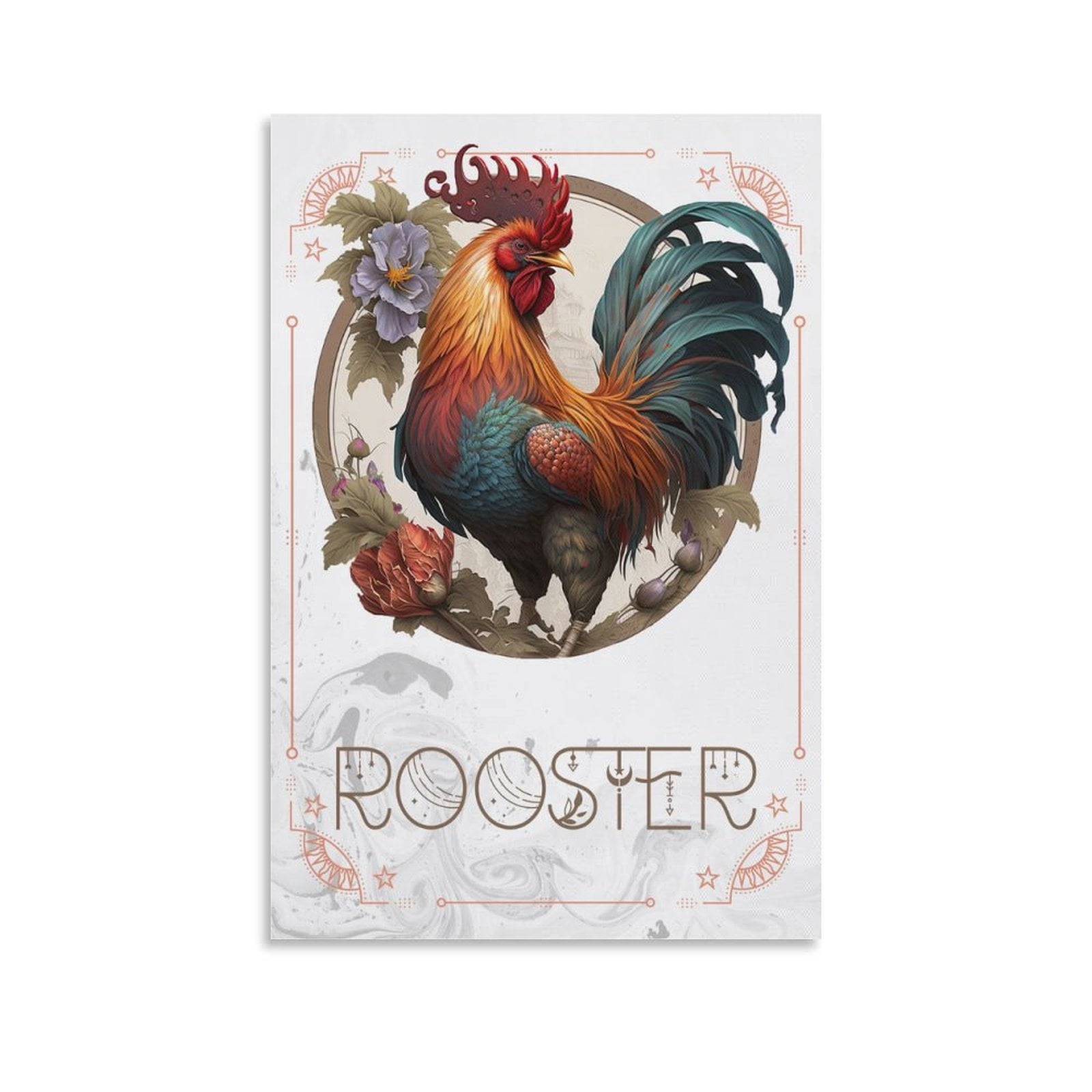 Chinese Zodiac Sign Rooster Poster Canvas Art Poster and Wall Art ...