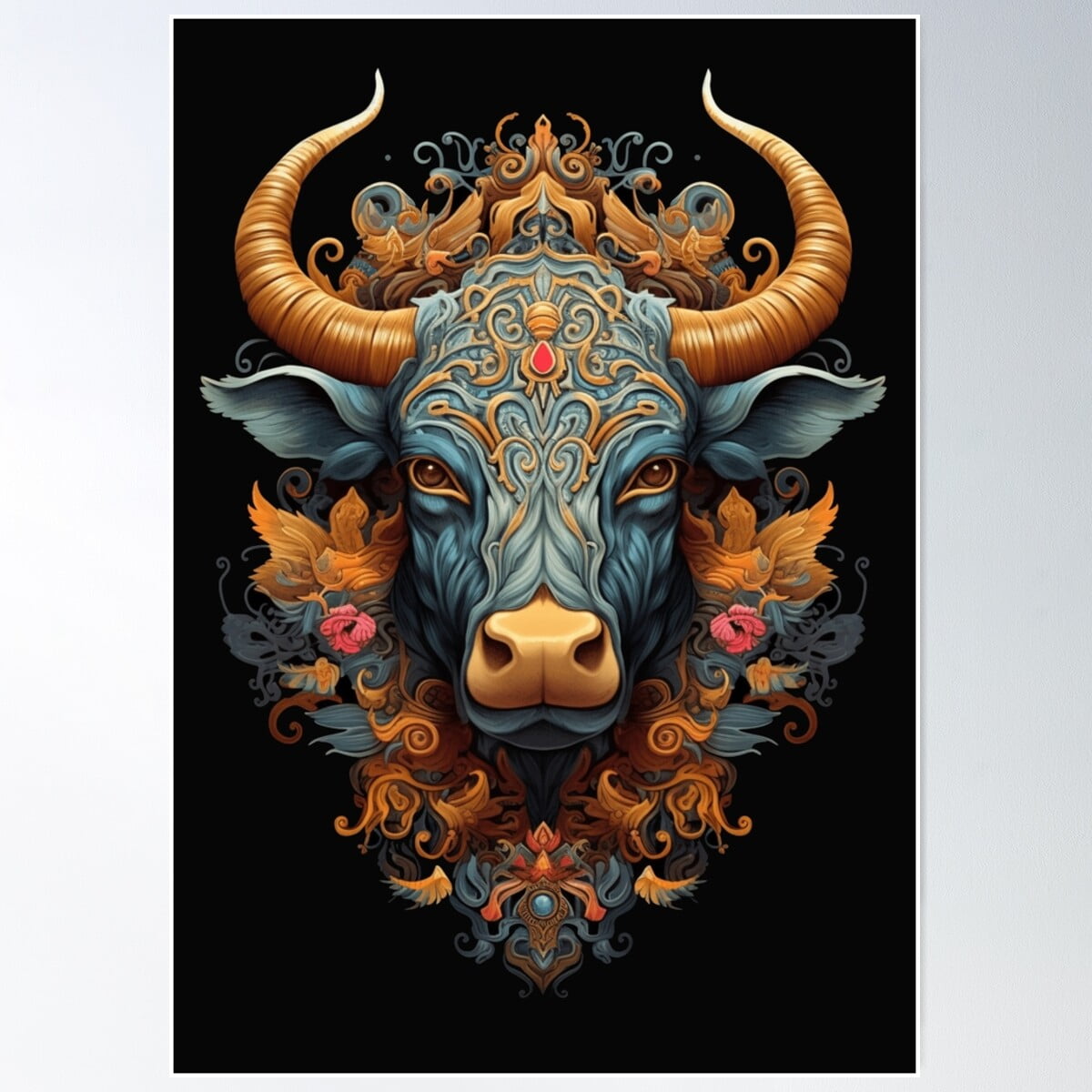 Chinese Zodiac Sign Year Of The Ox Poster Wall Art Modern Wall Decor ...