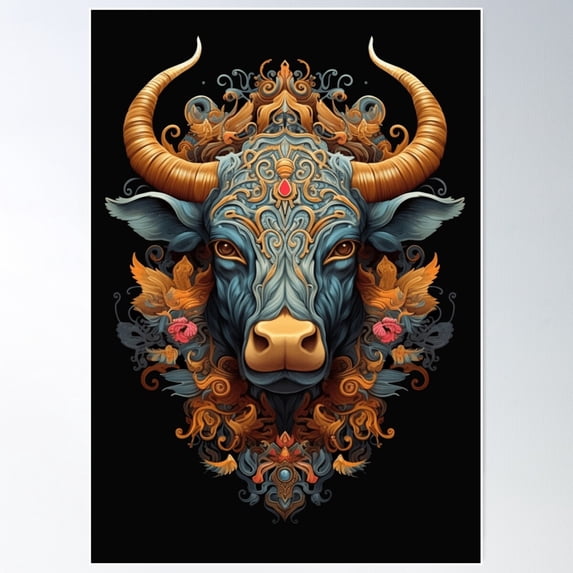 Chinese Zodiac Sign Year Of The Ox Poster Wall Art Modern Wall Decor ...