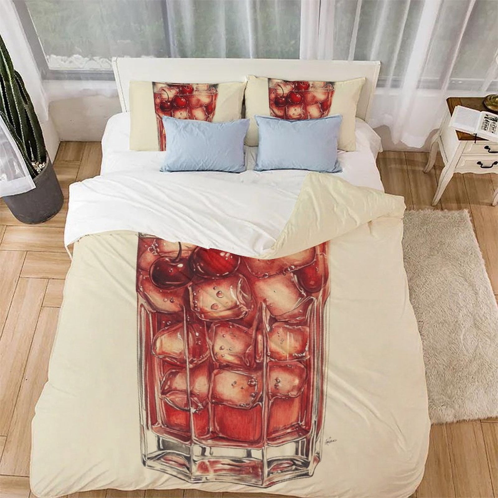 Chinese cherry 3D Printed Quilt Cover Duvet Cover Bedding Set Comforter ...