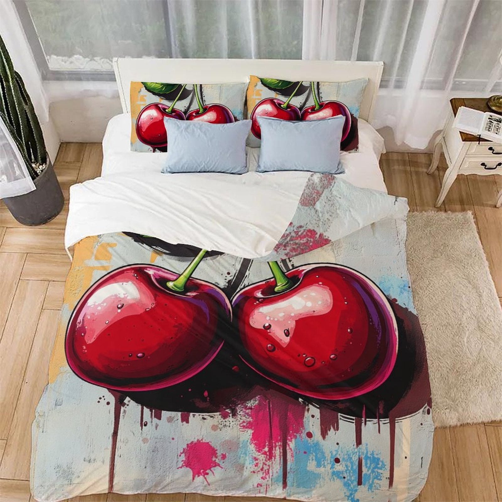 Chinese cherry Bedding Set 3D Printed Quilt Cover Comforter Covers ...