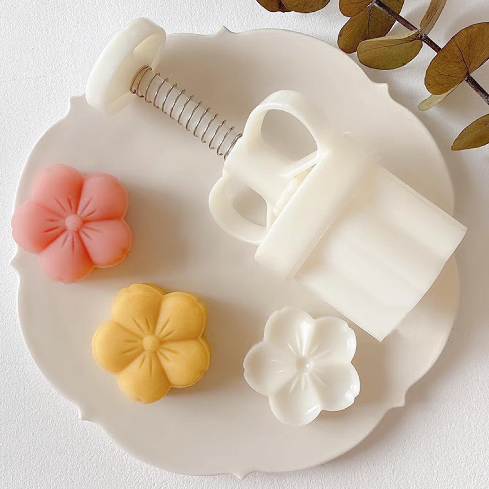 Chinese flower moon cake press mold, hand pressed cookie dessert DIY ...