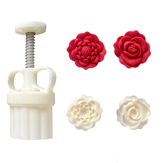Chinese flower moon cake press mold, hand pressed cookie dessert DIY ...