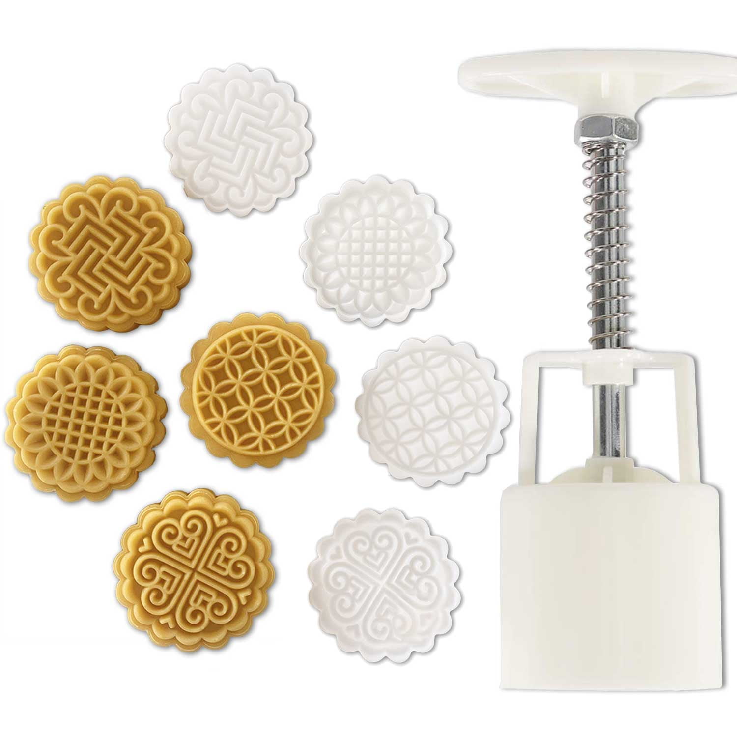 Chinese flower moon cake press mold, hand pressed cookie dessert DIY ...