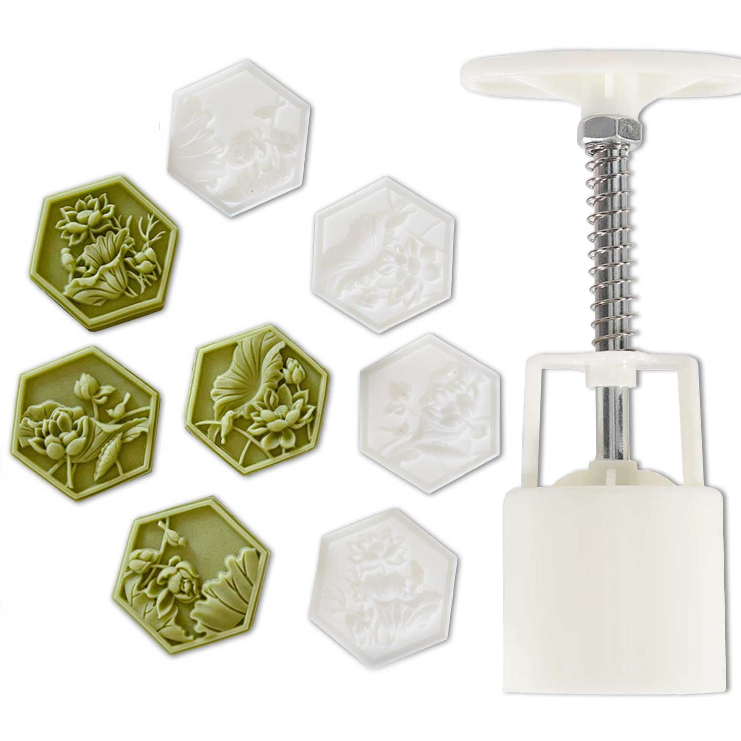 Chinese flower moon cake press mold, hand pressed cookie dessert DIY ...