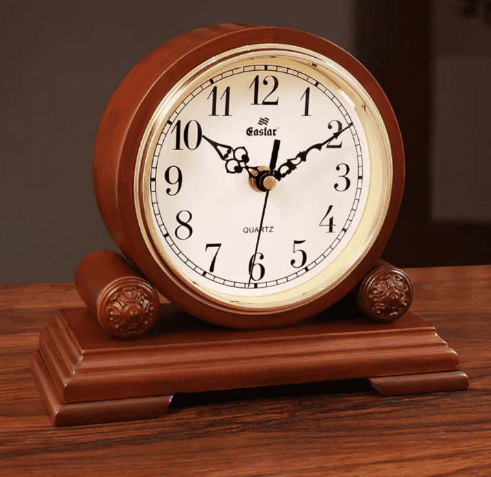 Chinese retro creative solid wood alarm clock table table living room ...