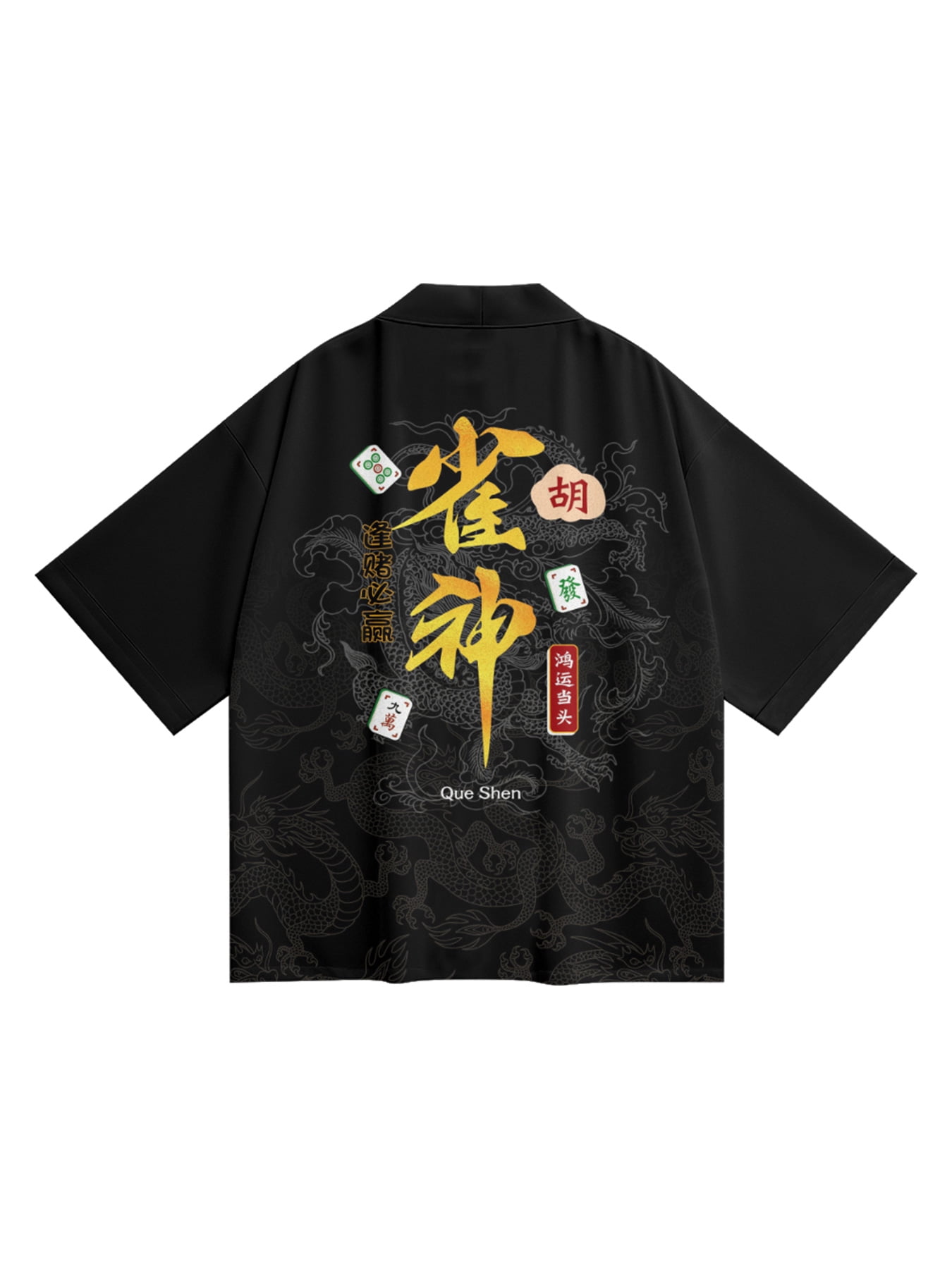 Chinese traditional culture mahjong god blessing kimono Dao robe men ...