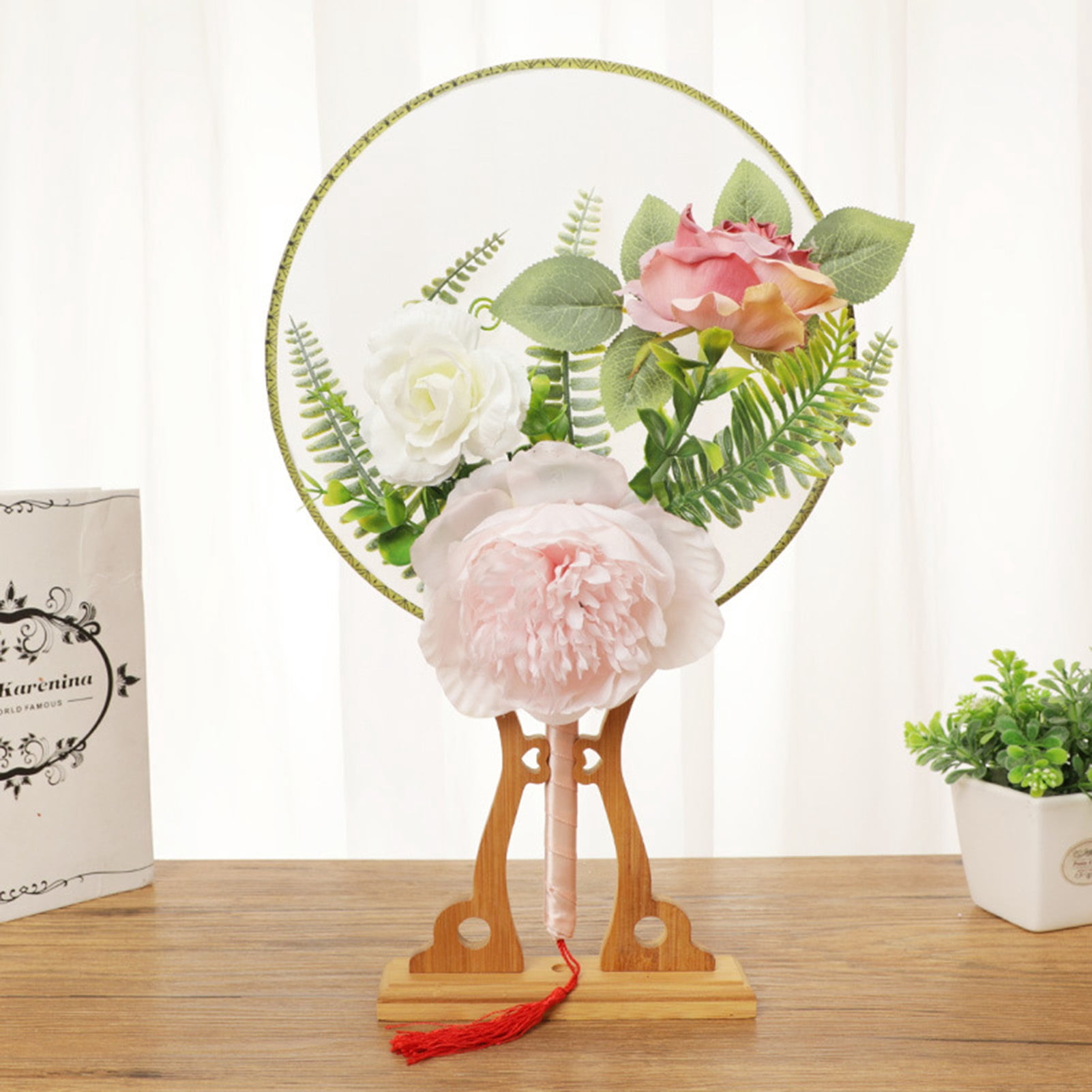 Chinese traditional wedding fan bridal bouquet handmade flower Hanfu ...