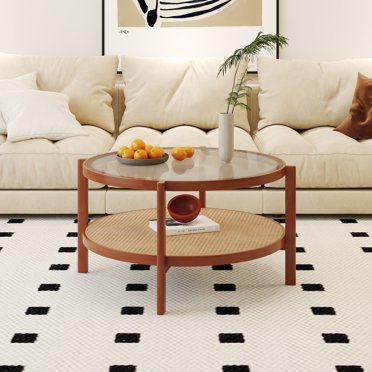 Saltoro Sherpi - Solid Mango Wood Drum Style Coffee Table, Dark Brown ...