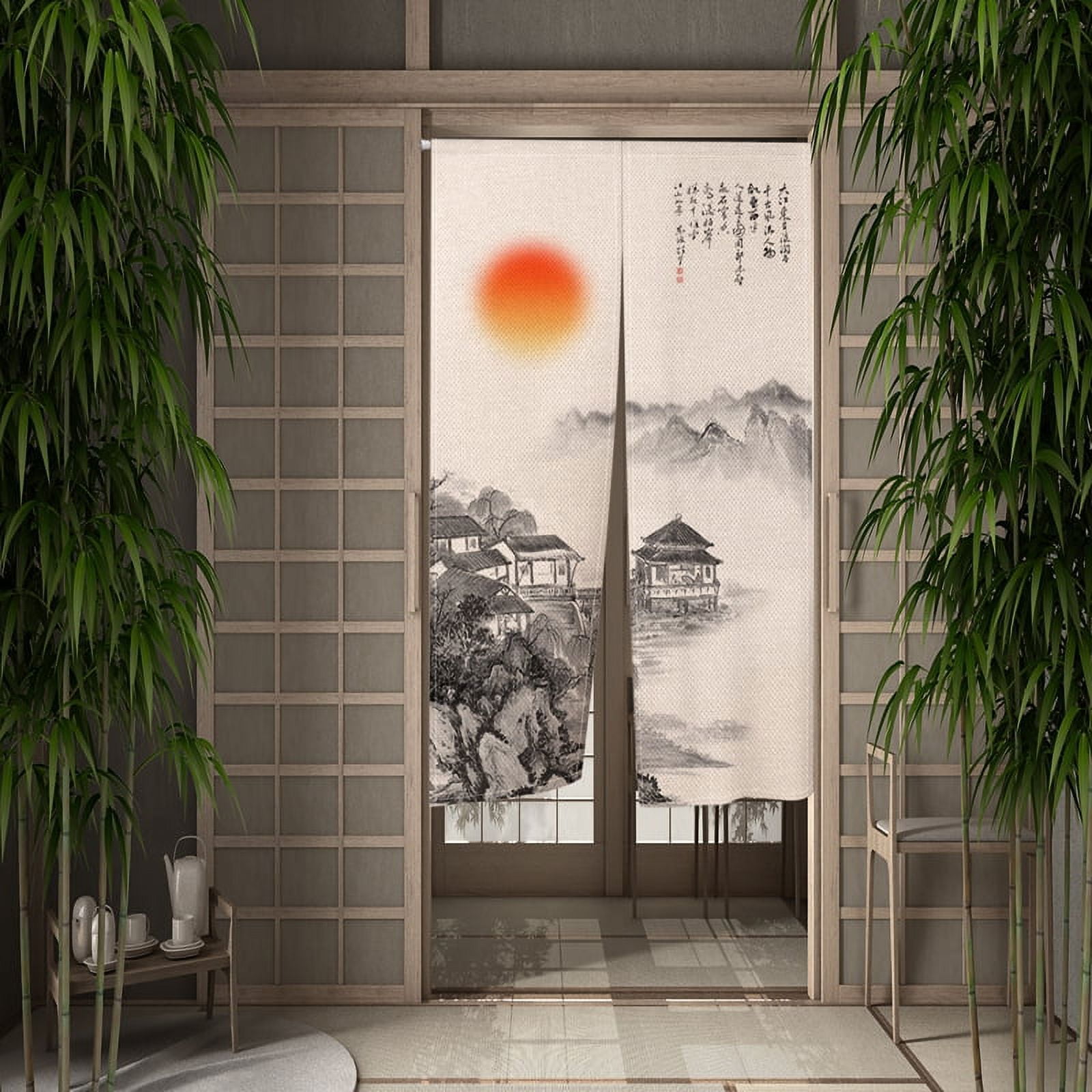 ChineseInk Landscape Painting Door Curtain Japanese Style Dining ...