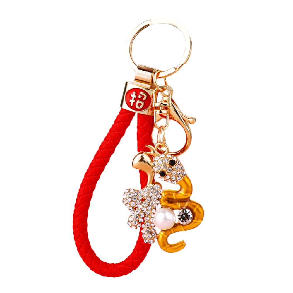 ChineseStyle Creative Snake Keychain Studded Fu Character Keychains ...
