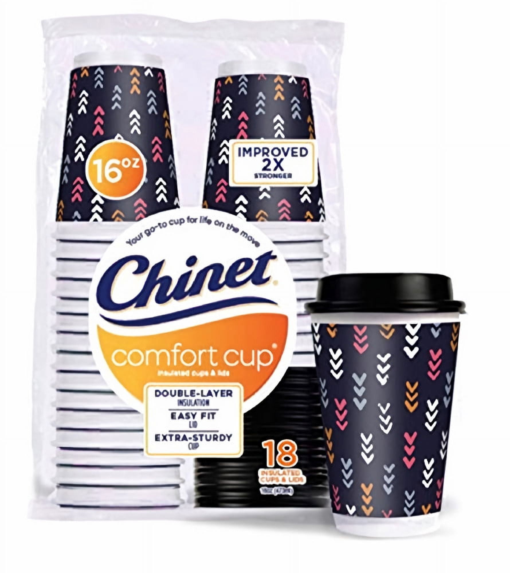 Chinet 16 oz Comfort Hot Cups with Lids 18 Count (Design May Vary ...