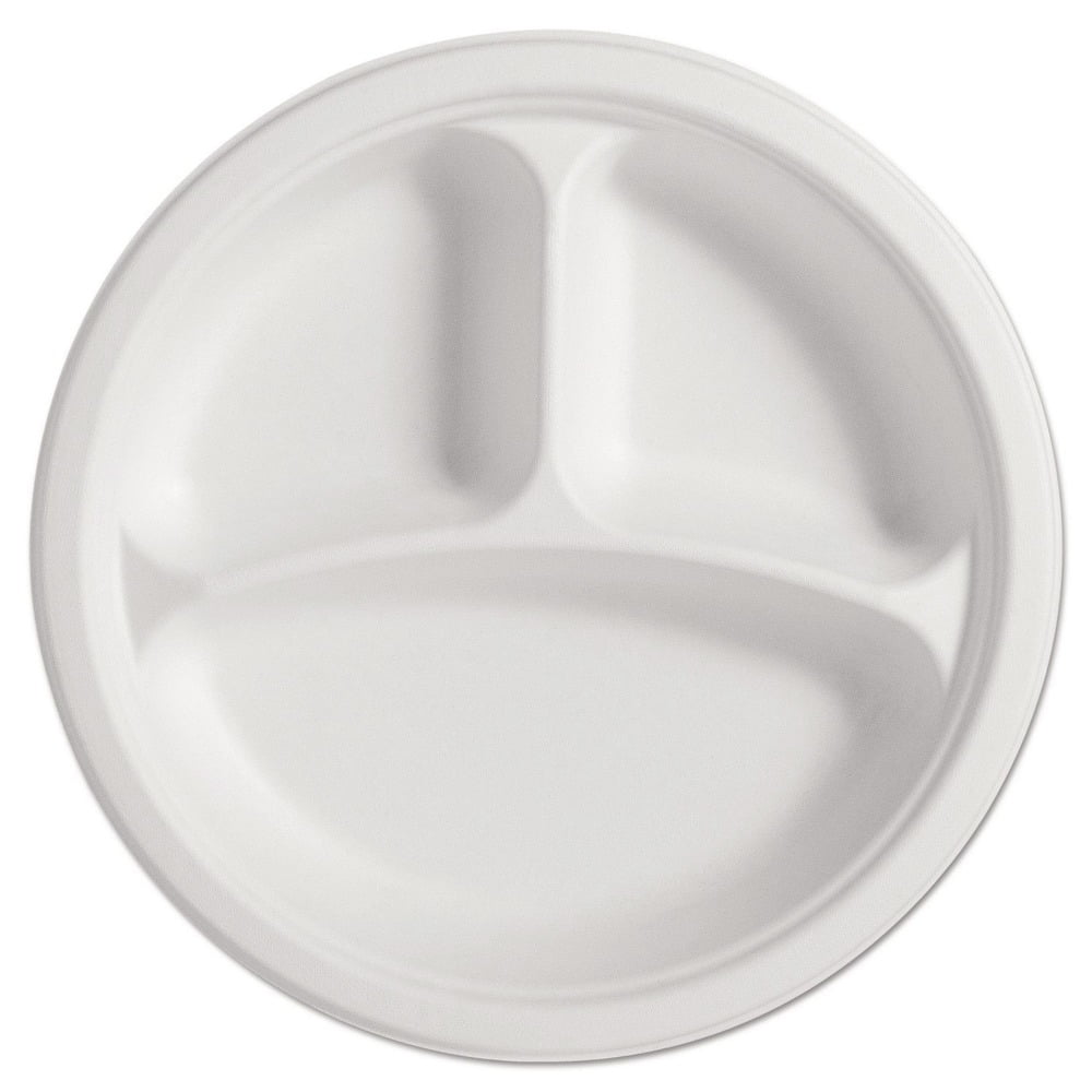 Chinet 25777 PaperPro Naturals 10.25 in. 3-Compartment Fiber Round ...