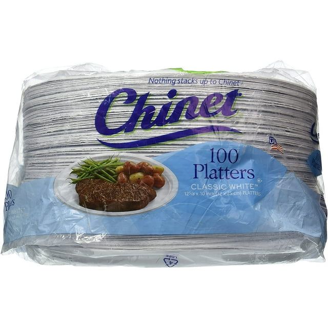 Chinet Classic Disposable 12 5/8-inch x 10-inch Paper Platter, 100 ...