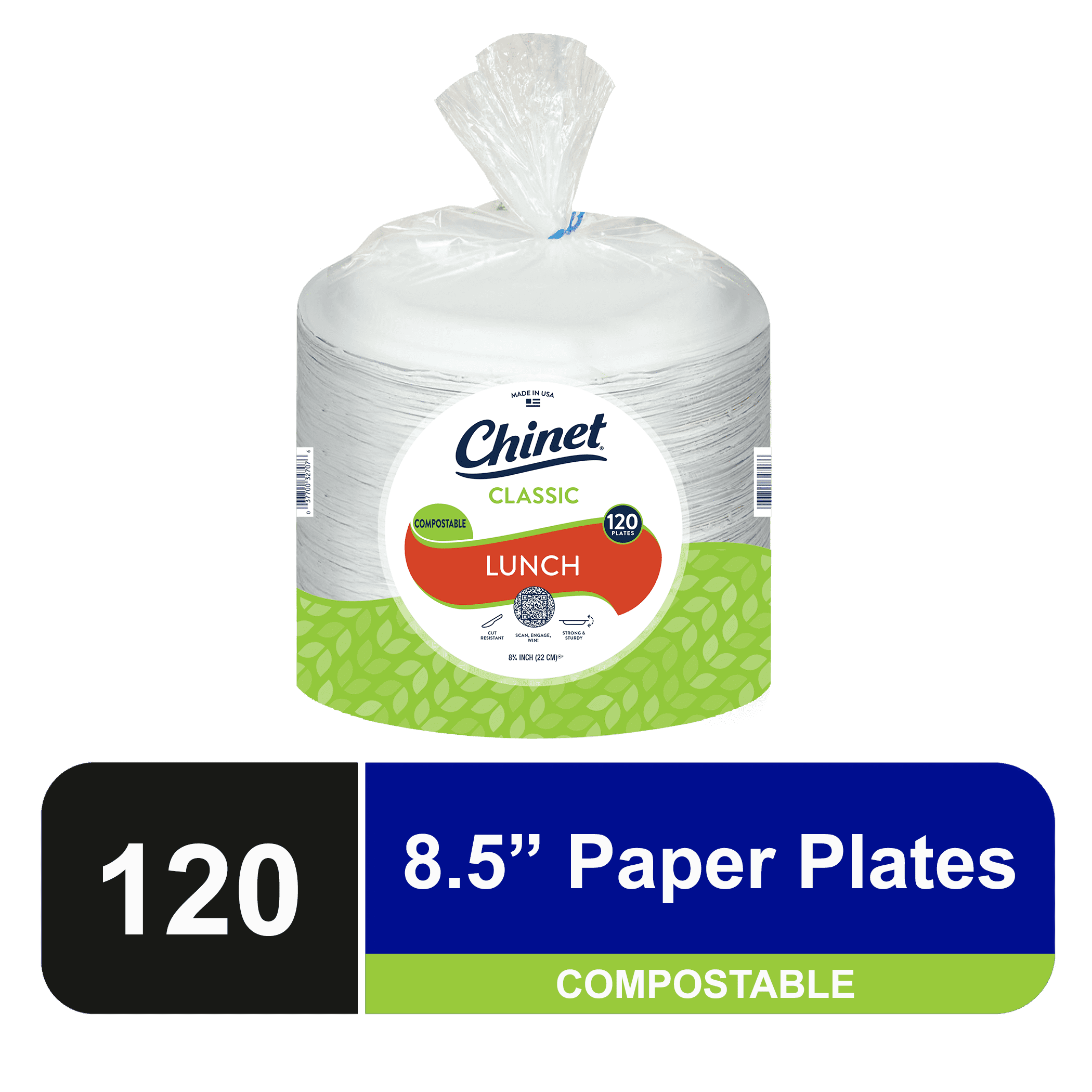 Chinet Classic Lunch Plate, 8 3/4", White, 120 Count - Walmart.com