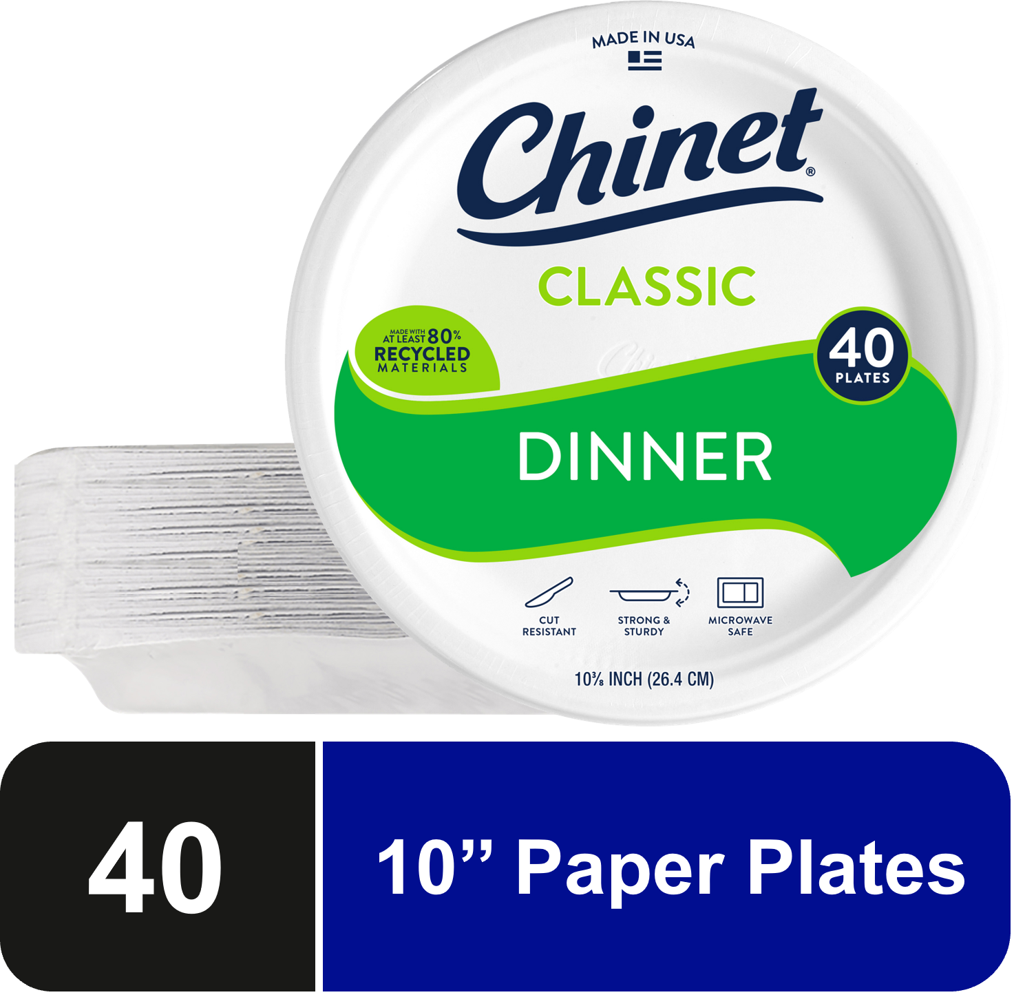 Chinet Classic Premium Paper Plates, 10 3/8”, 40 Count - Walmart.com