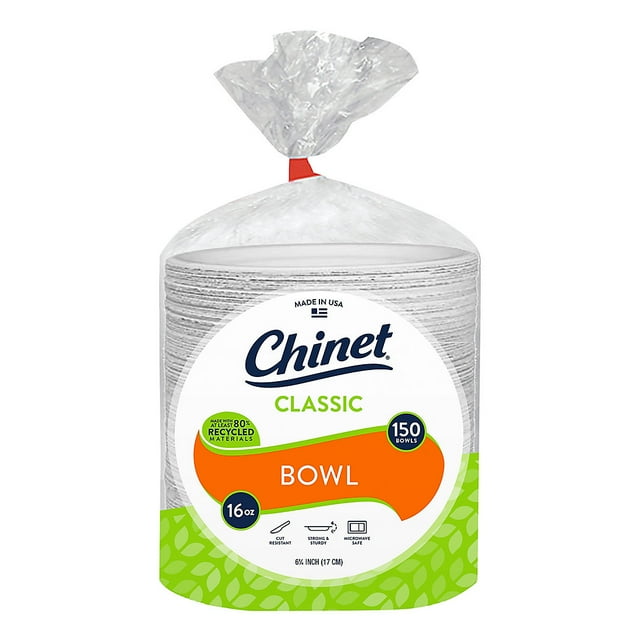 Chinet Classic White Disposable Eco-Friendly Fiber Bowls, 150 ct ...