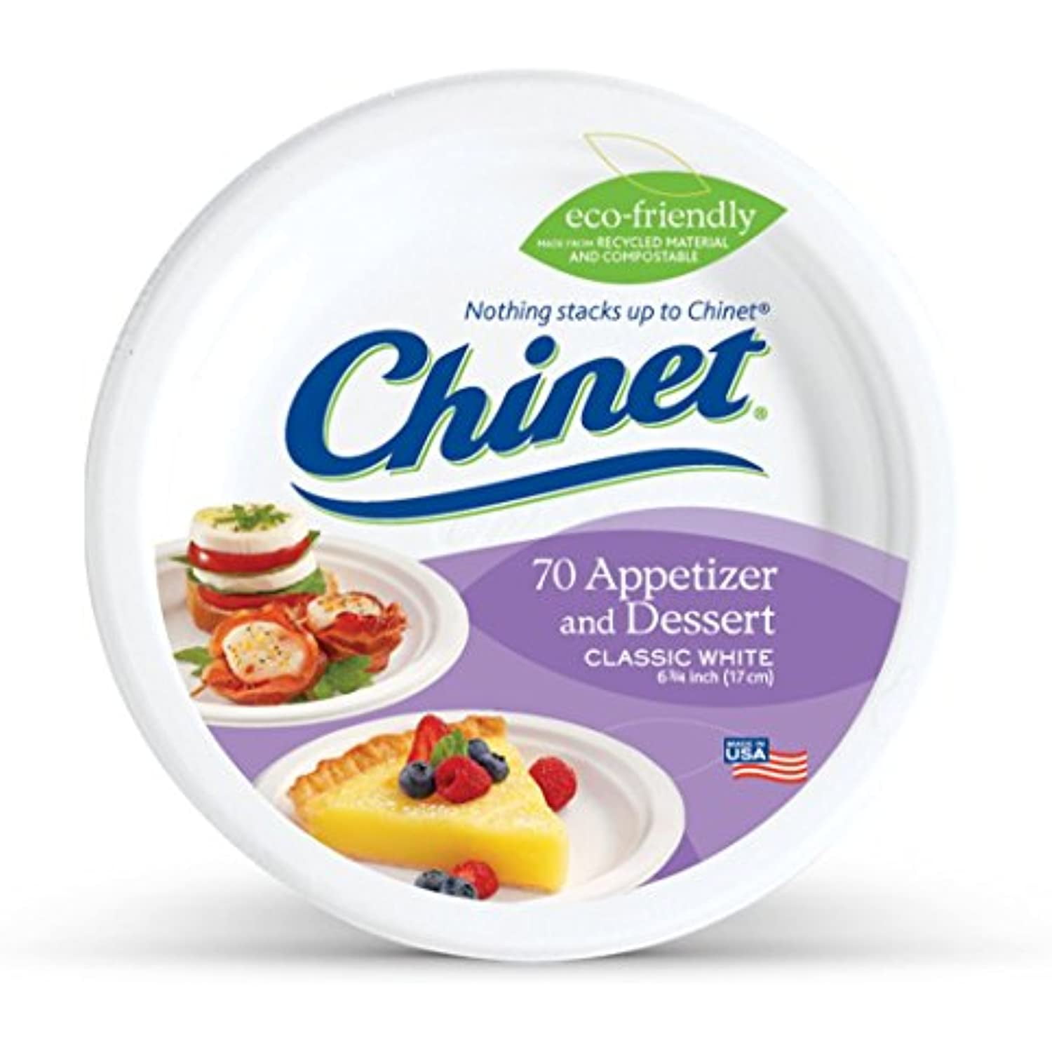 Chinet Classic White, 70 Count Round Appetizer & Dessert Plates, 6.75 ...