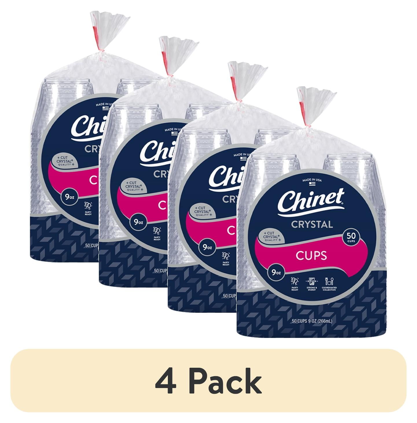 (4 pack) Chinet Crystal® Premium Disposable Plastic Cups, Clear, 9 oz ...