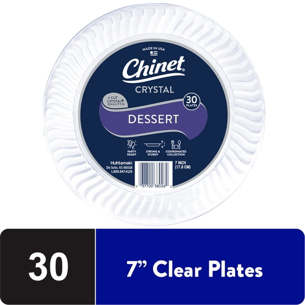 Chinet Crystal® Premium Plastic Dessert Plates, Clear, 7”, 30 Count ...