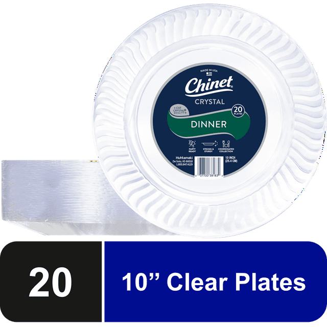 Chinet Crystal® Premium Plastic Dinner Plates, 10", Clear, 20 Count ...