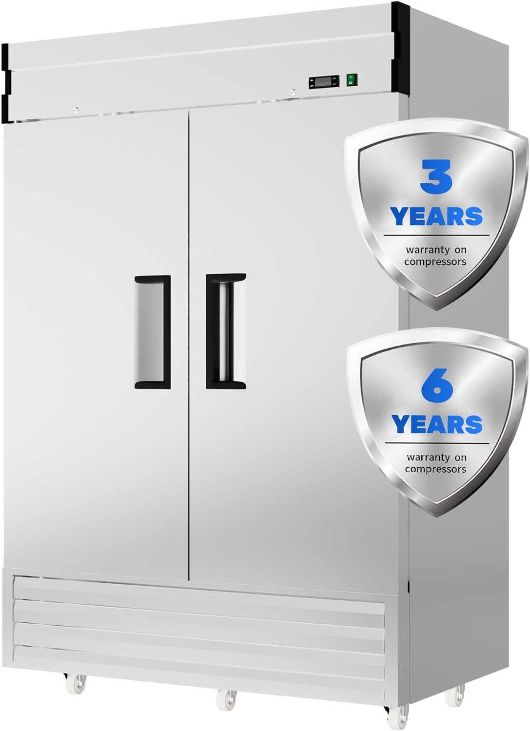 Chingoo 54" Commercial Refrigerator 2-Door, 49 Cu.Ft Reach-in Stainless ...