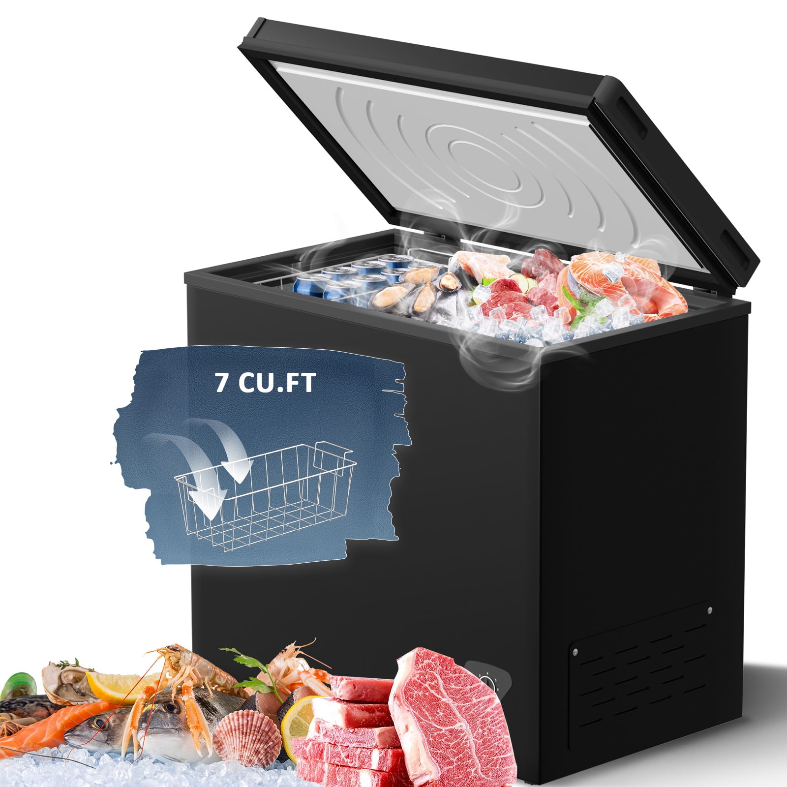 Chingoo 7 Cu.ft Deep Freezer with Removable Basket, Chest Freezer ...