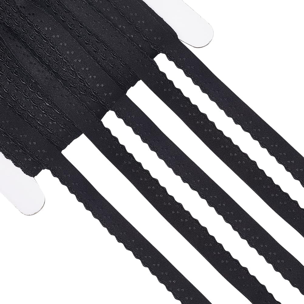 Chinlon Wavy Edge Elastic Band Flat Garment Accessories Black 10x1mm ...