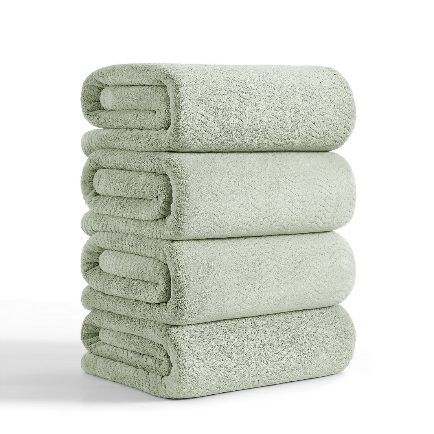 Covina Home 4-Pack Bath Towel Set Light Green Microfiber Bathroom Towel ...