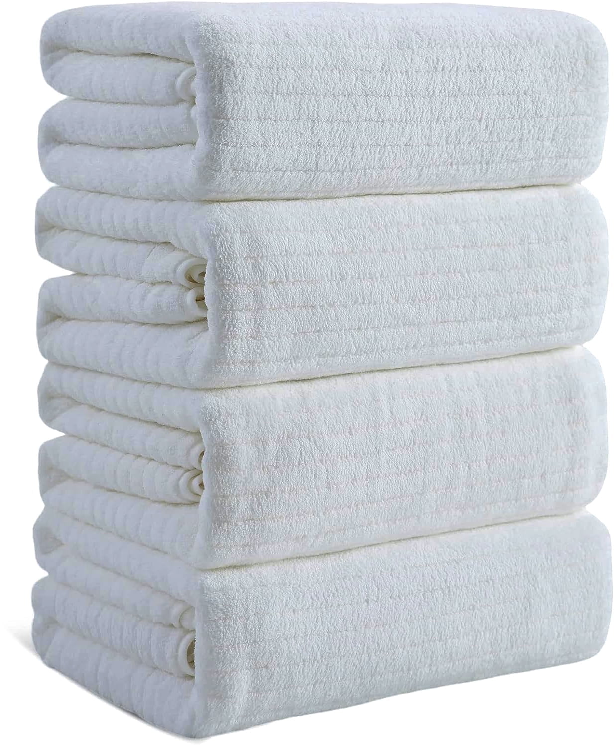 Chino Home Ultra Soft 4-Pack Graphic Embossed Bath Towels Oversized ...