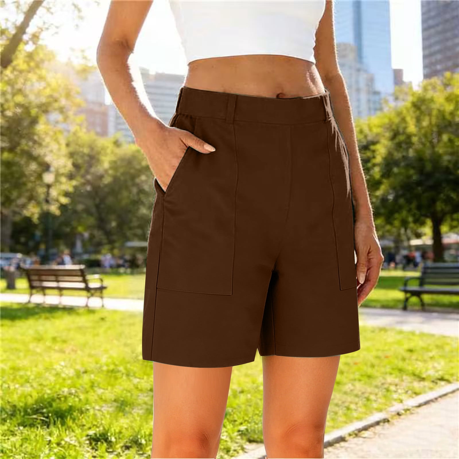 Chino Shorts for Women Elastic High Waisted Casual Summer Shorts Swim ...