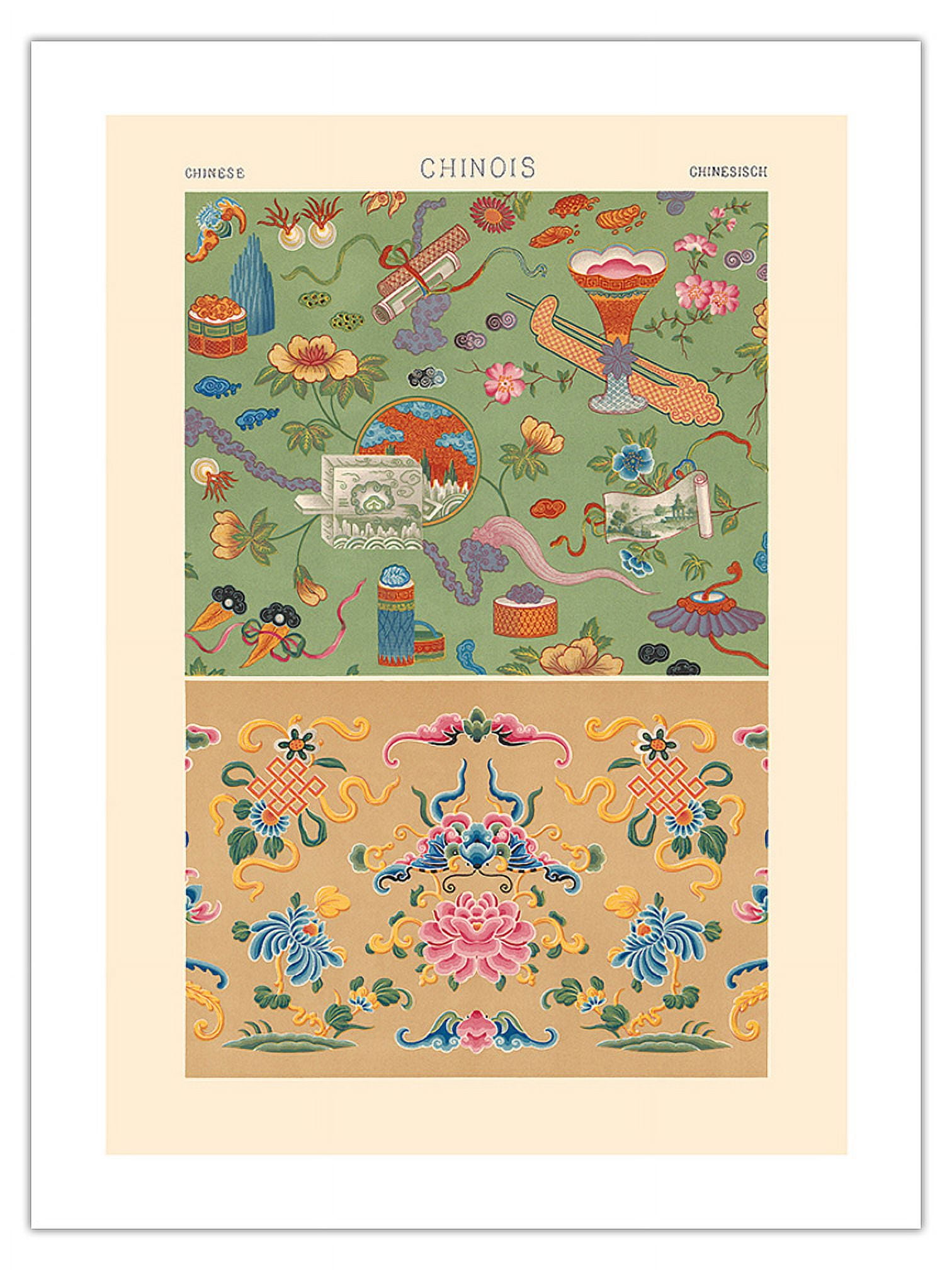 Chinois - Chinese Floral Patterns - Vintage Lithograph Print by Albert ...
