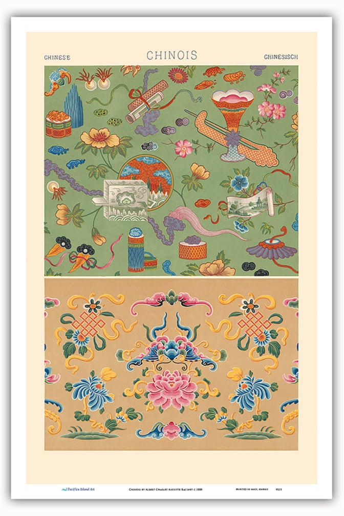 Chinois - Chinese Floral Patterns - Vintage Lithograph Print by Albert ...