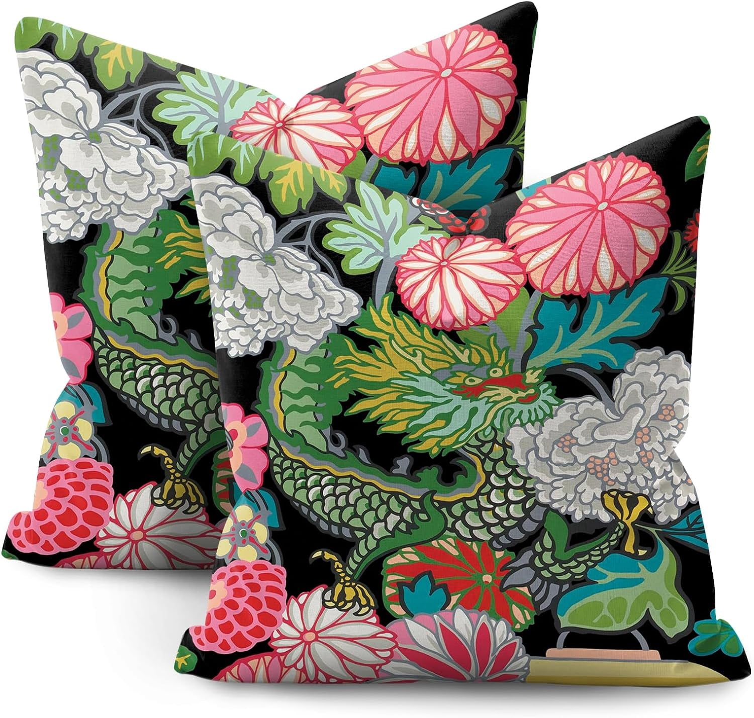Chinoiserie Animal Dragon Pillow Covers 20x20 Set of 2,Chinoiserie ...