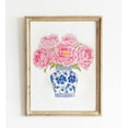 Chinoiserie Art Poster Of Pink Peonies & Roses, Floral Artwork, Vintage ...