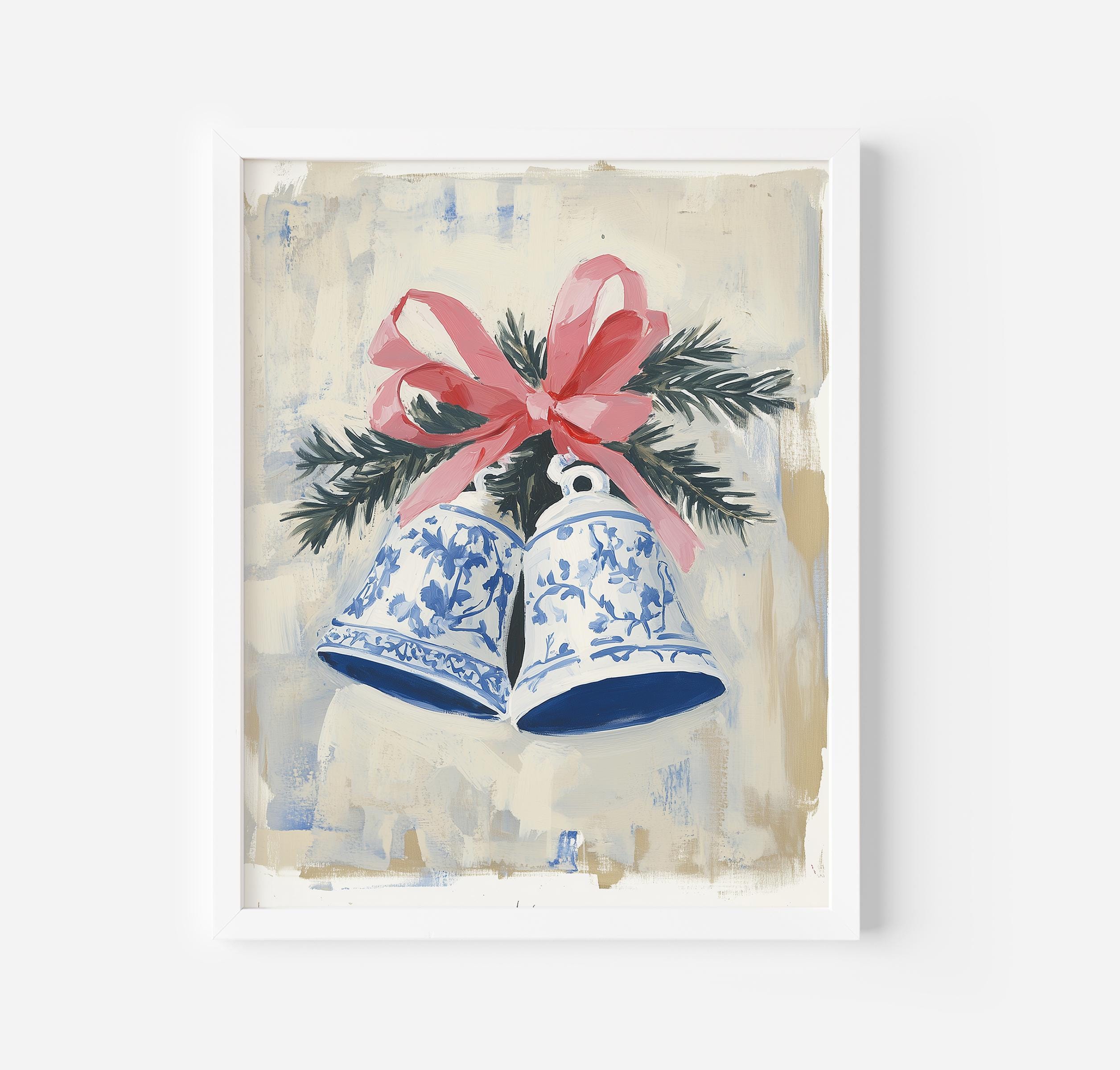 Chinoiserie Bells Art: Vintage Delft Blueprint , Jingle Bells Poster ...